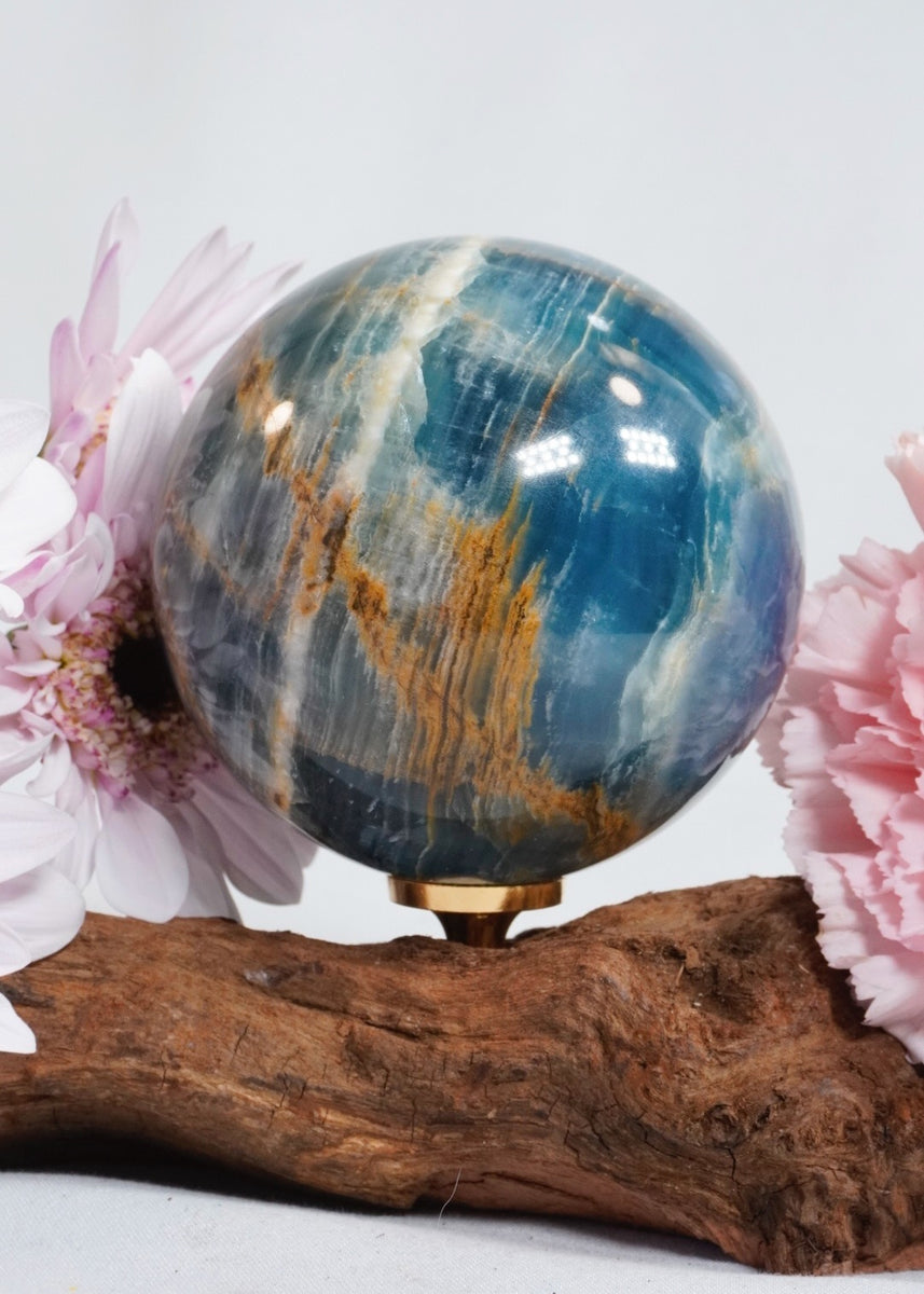 Blue Lemurian Aquatine (Blue Onyx) Sphere – IRL Angel Collective